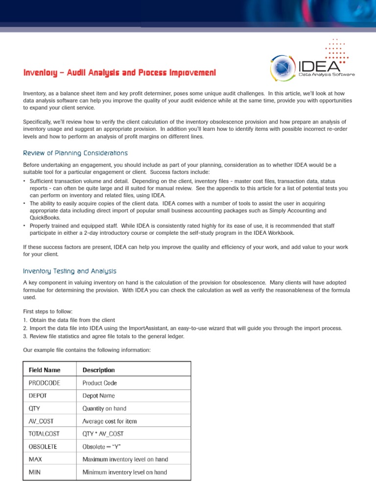IDEA Key Article 1 Inventory | PDF | Inventory | Audit