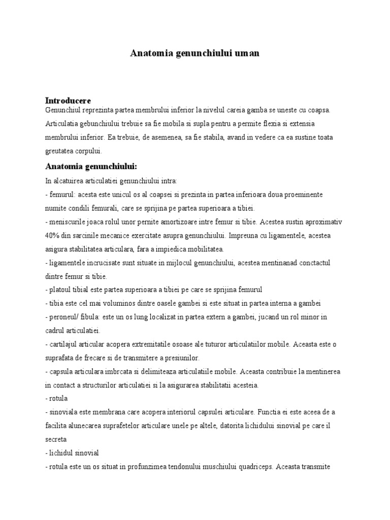 Anatomia Genunchiului Uman | PDF