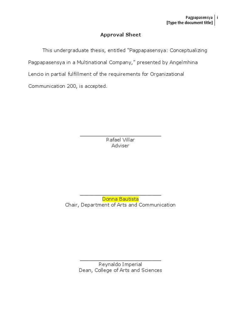 Approval Sheet: (Type The Document Title) | PDF