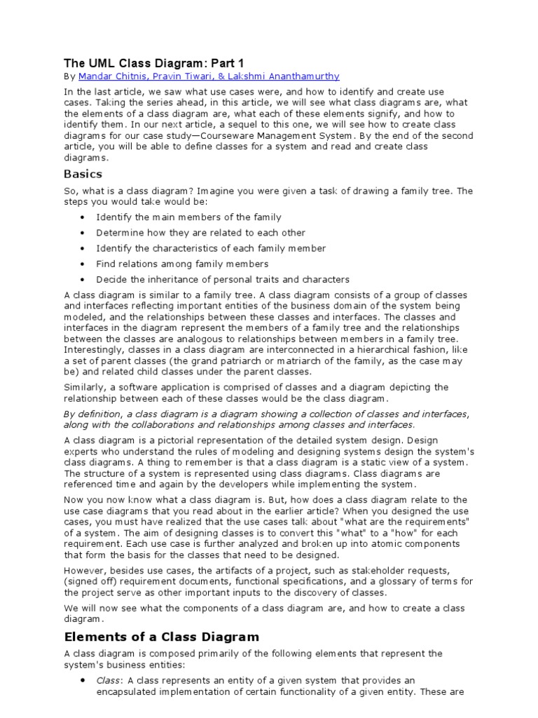 The UML Class Diagram | PDF | Class (Computer Programming ...