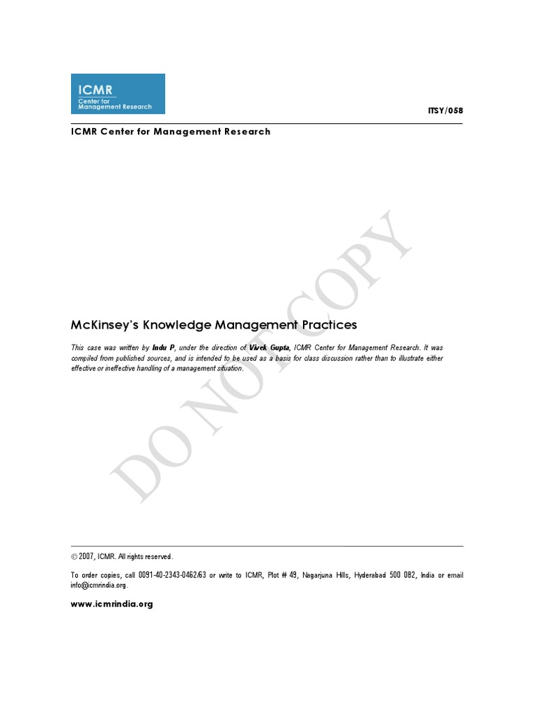 McKinsey Knowledge Management | PDF | Mc Kinsey & Company | Competence ...