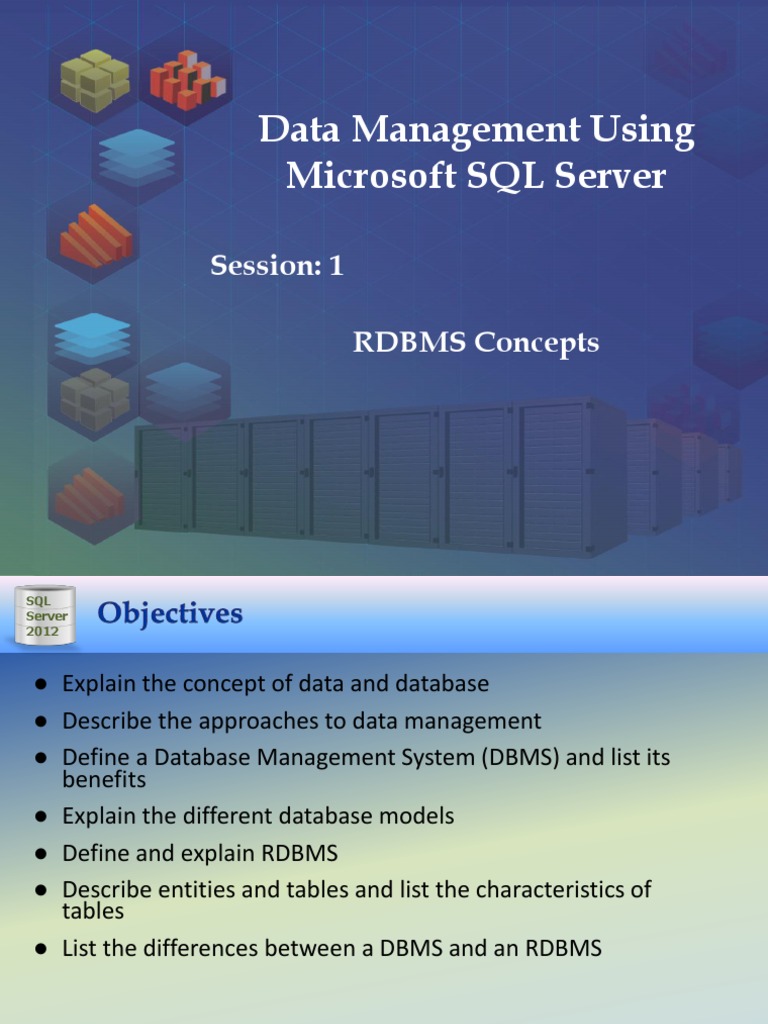 DBMS With SQL Server (Session 1) | PDF | Relational Model | Databases