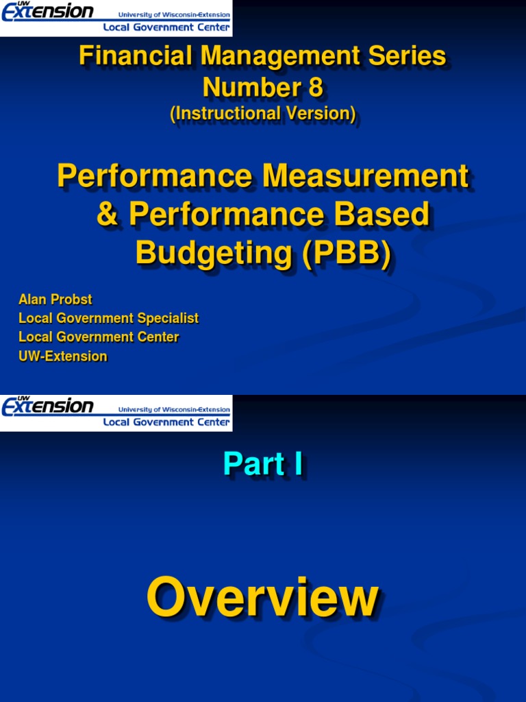 Financial Management Series Number 8: Performance Measurement ...