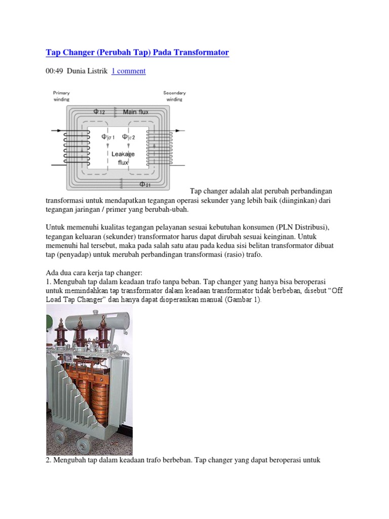 Tap Changer (Perubahan Tap) Trafo | PDF