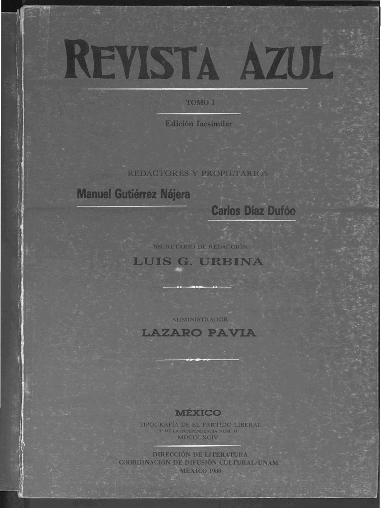 Revista Azul Tomo 1 | PDF | México | Periodismo