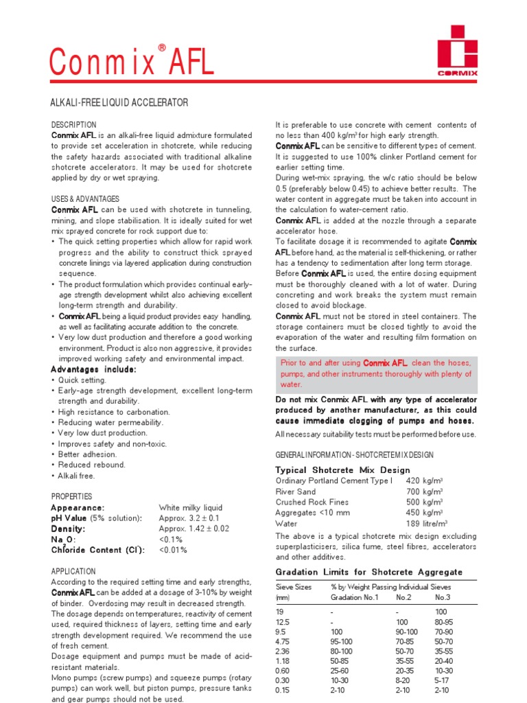 Alkali-Free Liquid Accelerator | PDF | Concrete | Cement