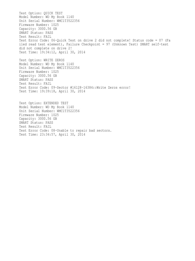 WD My Book 1140 Test Results | PDF | Computers