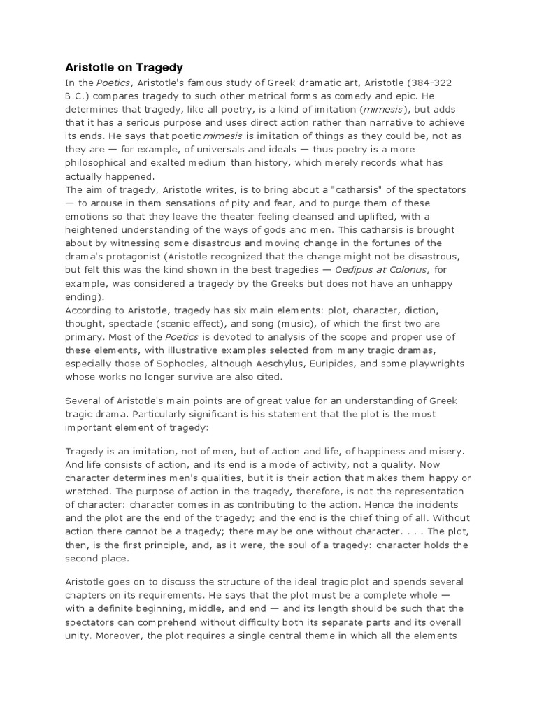 Aristotle On Tragedy | PDF | Tragedy | Plot (Narrative)