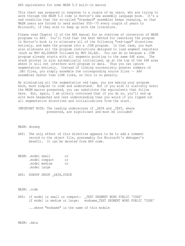 Masm 50 Pdf Assembly Language Software Engineering 