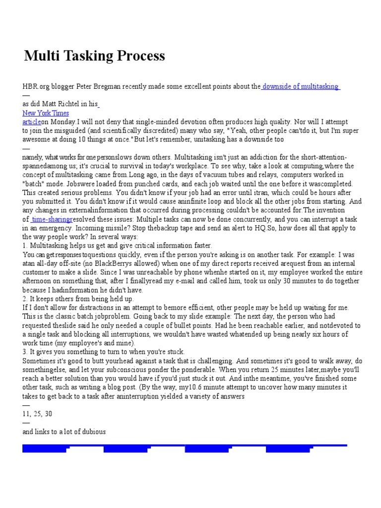 Multi Tasking Process | PDF | Operating System Technology | Digital ...