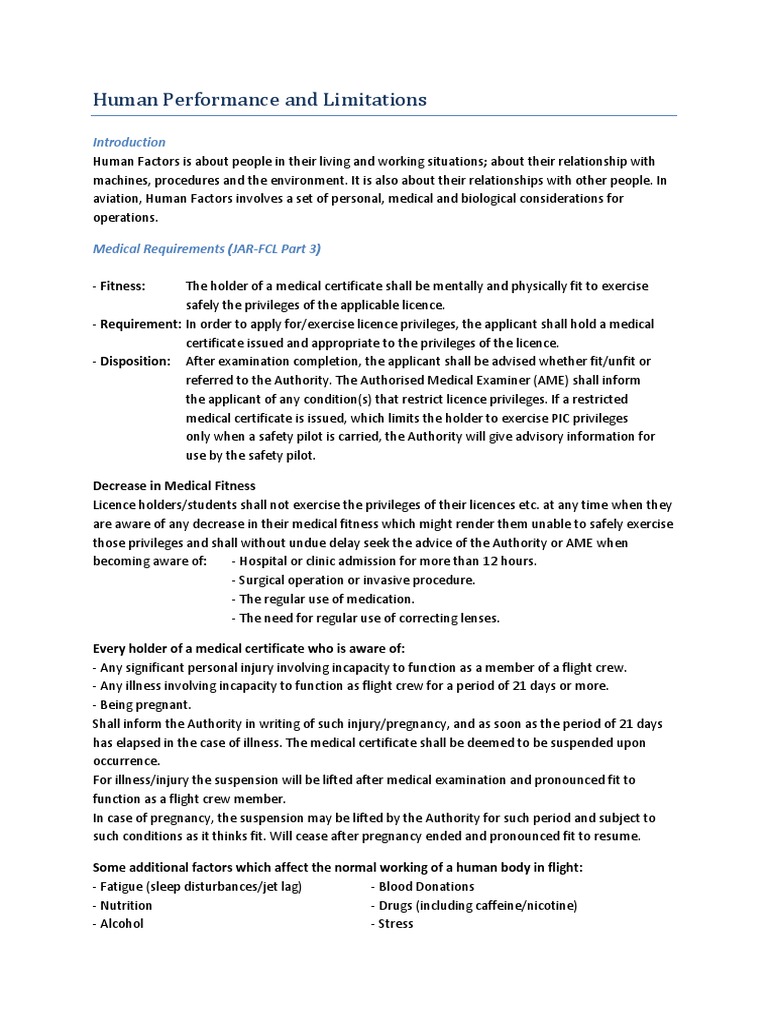 ATPL Human Performance & Limitations | PDF | Myocardial Infarction | Breathing