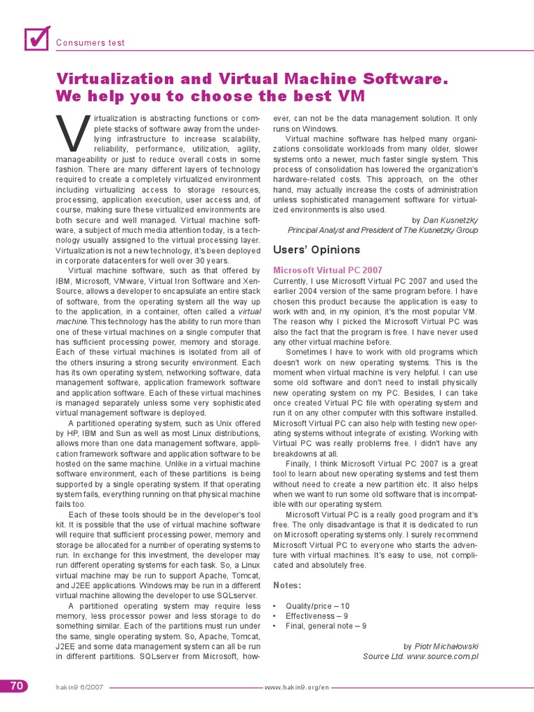 Virtualization and Virtual Machine Software. We Help You To Choose The Best VM | PDF ...