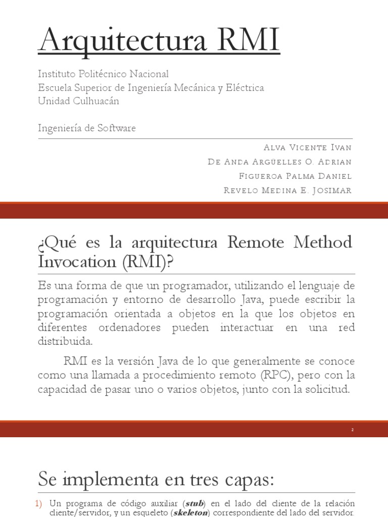 Arquitectura RMI | PDF | Java (lenguaje de programación) | Tecnología ...