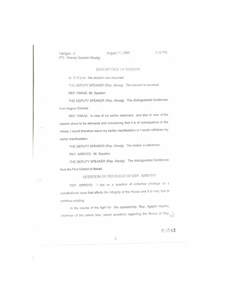 Joker Arroyo Privilege Speech | PDF