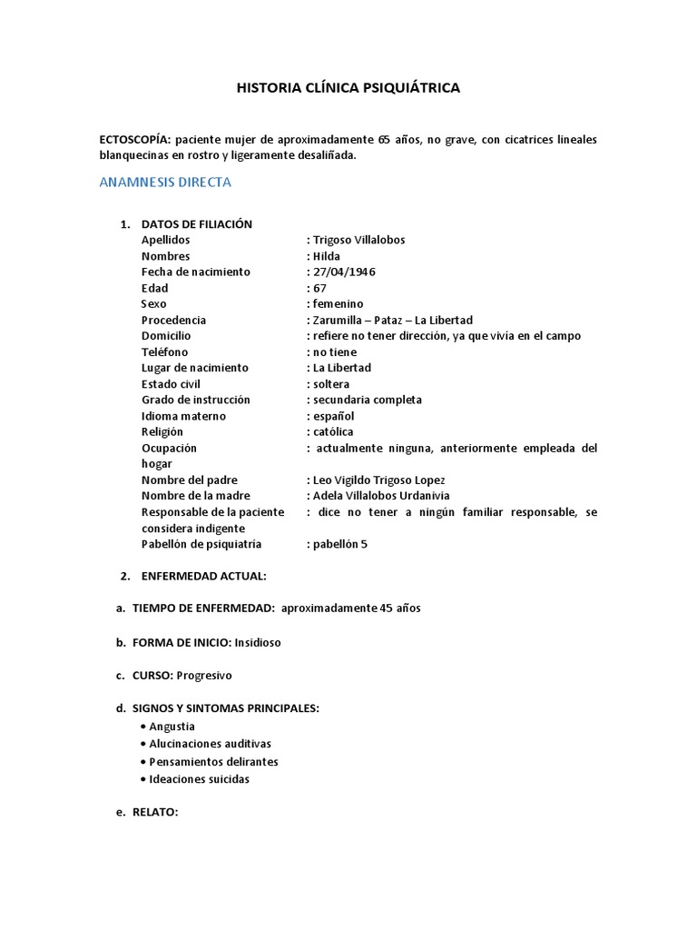 Historia Clínica Psiquiátrica