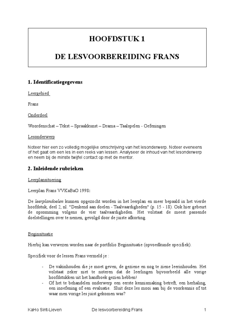 Lesvoorbereiding Frans | PDF