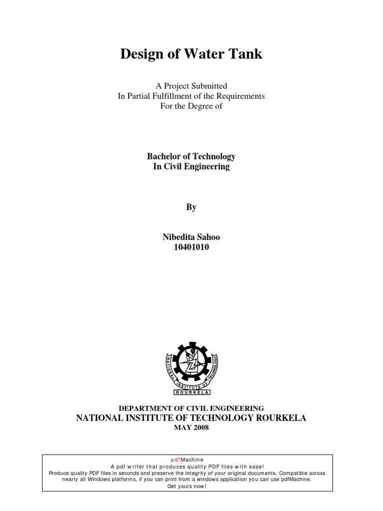 Water Tank Design | PDF | Bending | Concrete