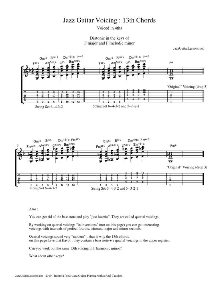 Jazz Guitar Voicings Fourths 13th | PDF | Art