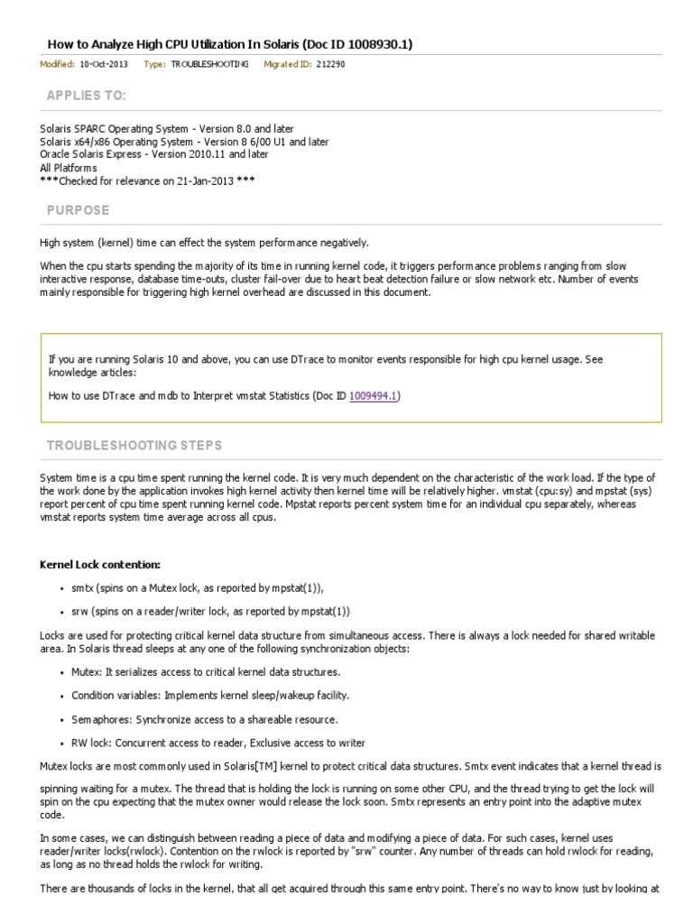 How To Analyze High CPU Utilization in Solaris | PDF | Thread ...