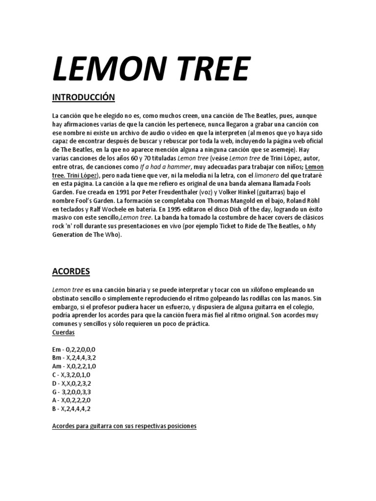 Cancion Lemon Tree | PDF | Los Beatles | Entretenimiento (general)