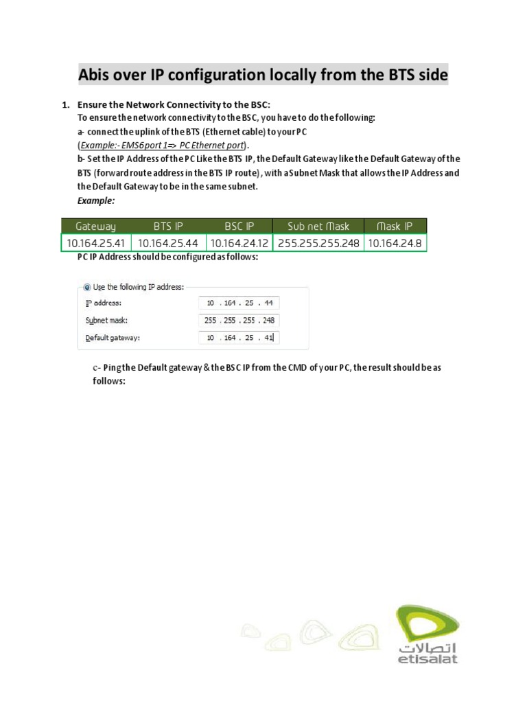 Abis Over IP Configuration Locally From The BTS Side | PDF | Gateway ...