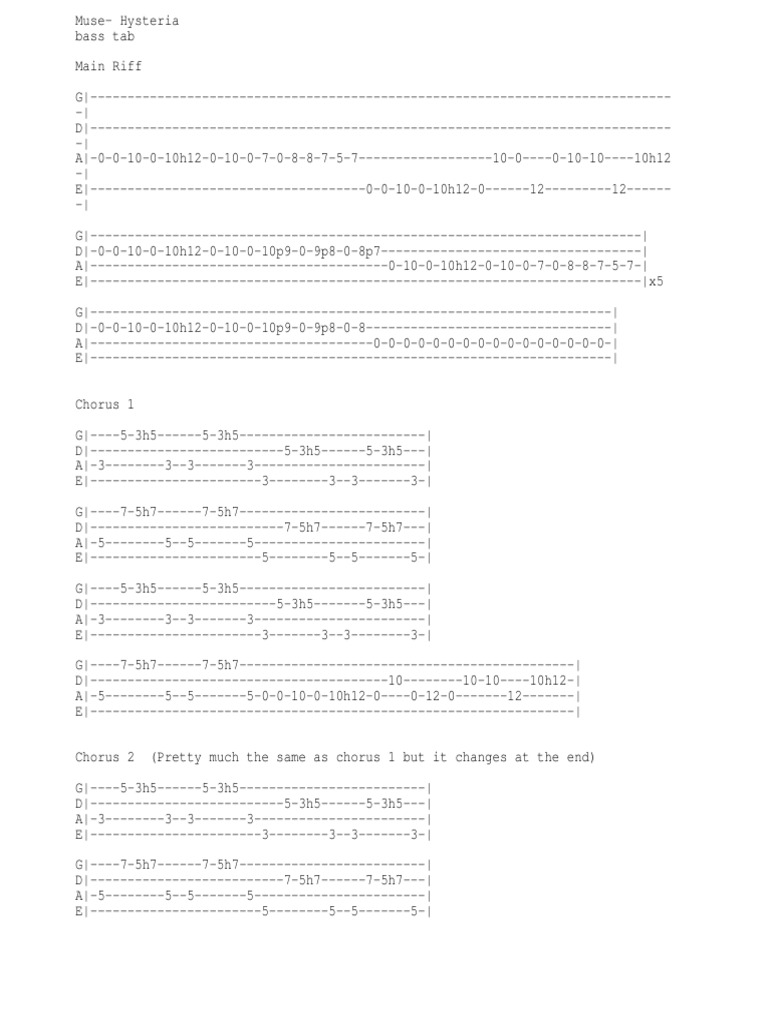 Hysteria Bass Tab | PDF