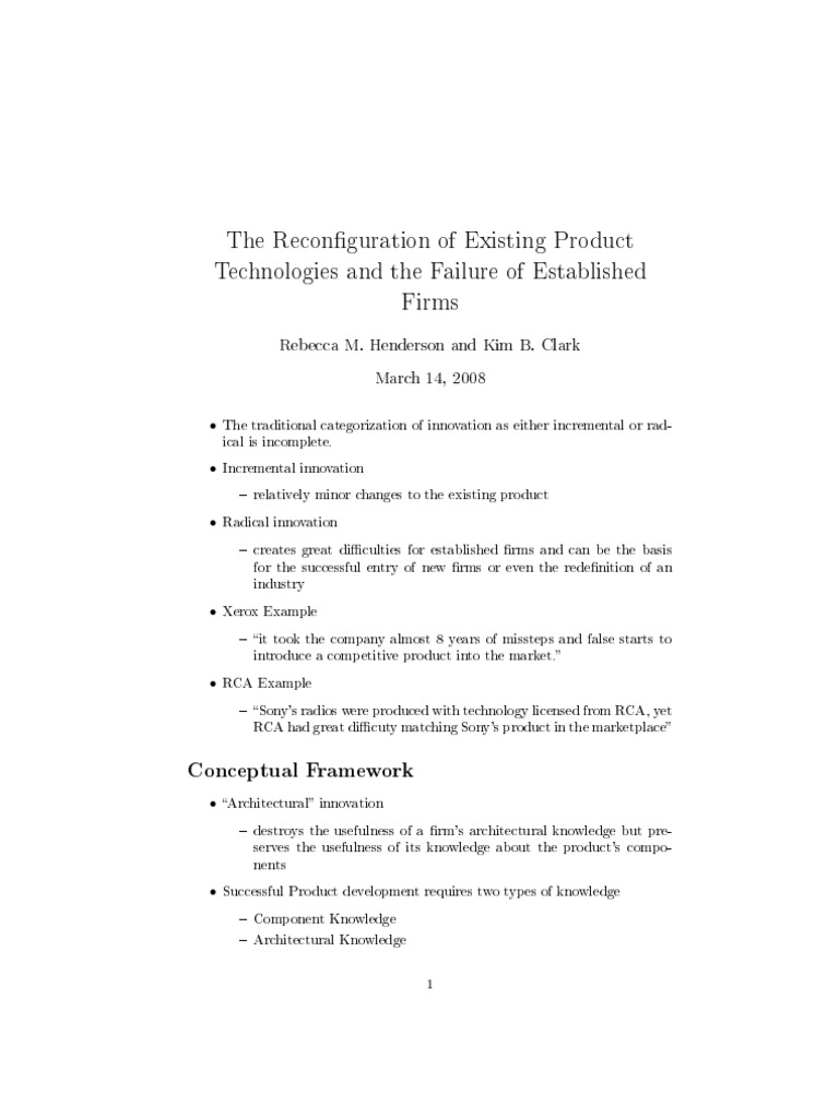 Summary Henderson Clark | PDF | Design | Innovation