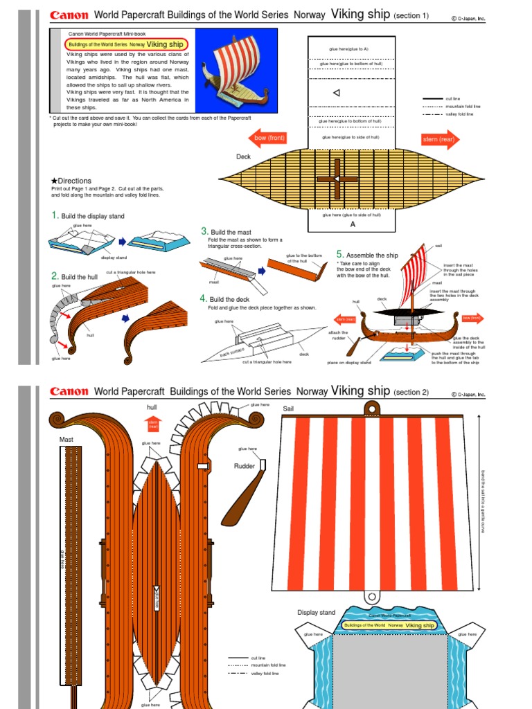 Papercraft Building - Viking Ship | PDF | Mast (Sailing) | Ships