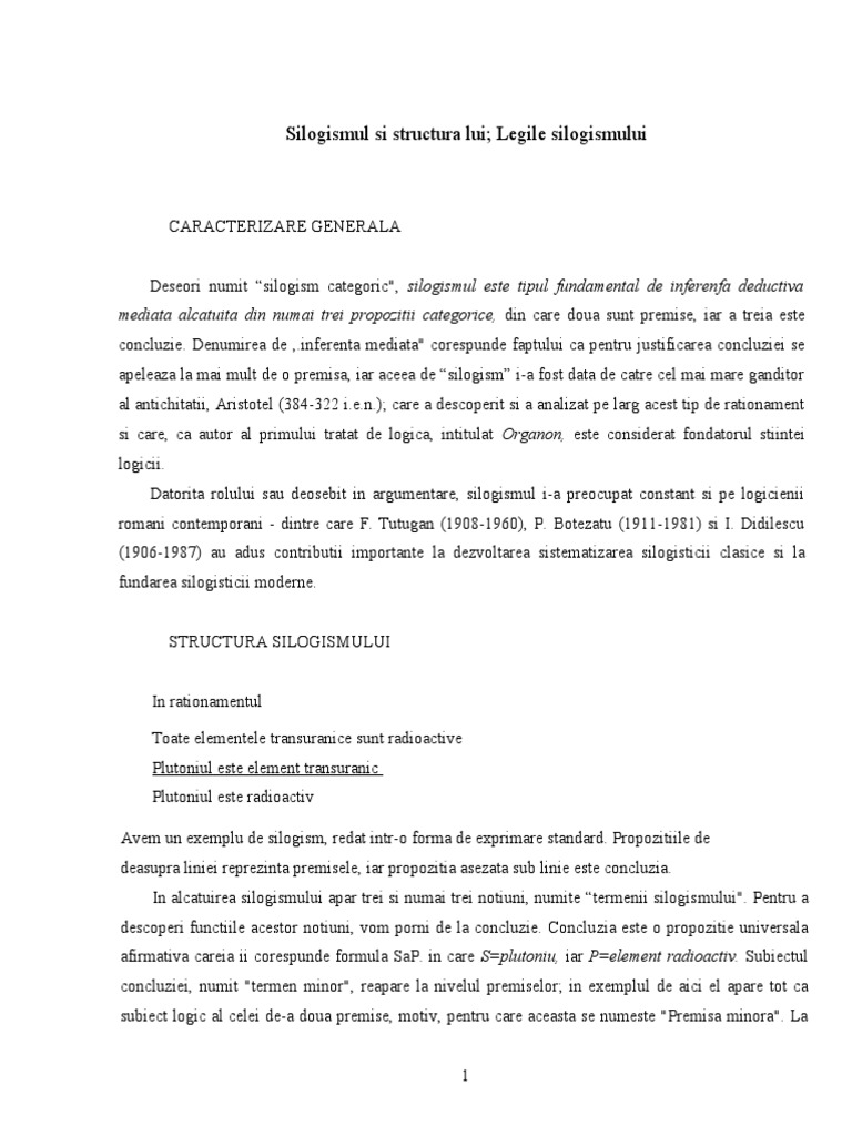 Legile Generale Ale Silogismului | PDF