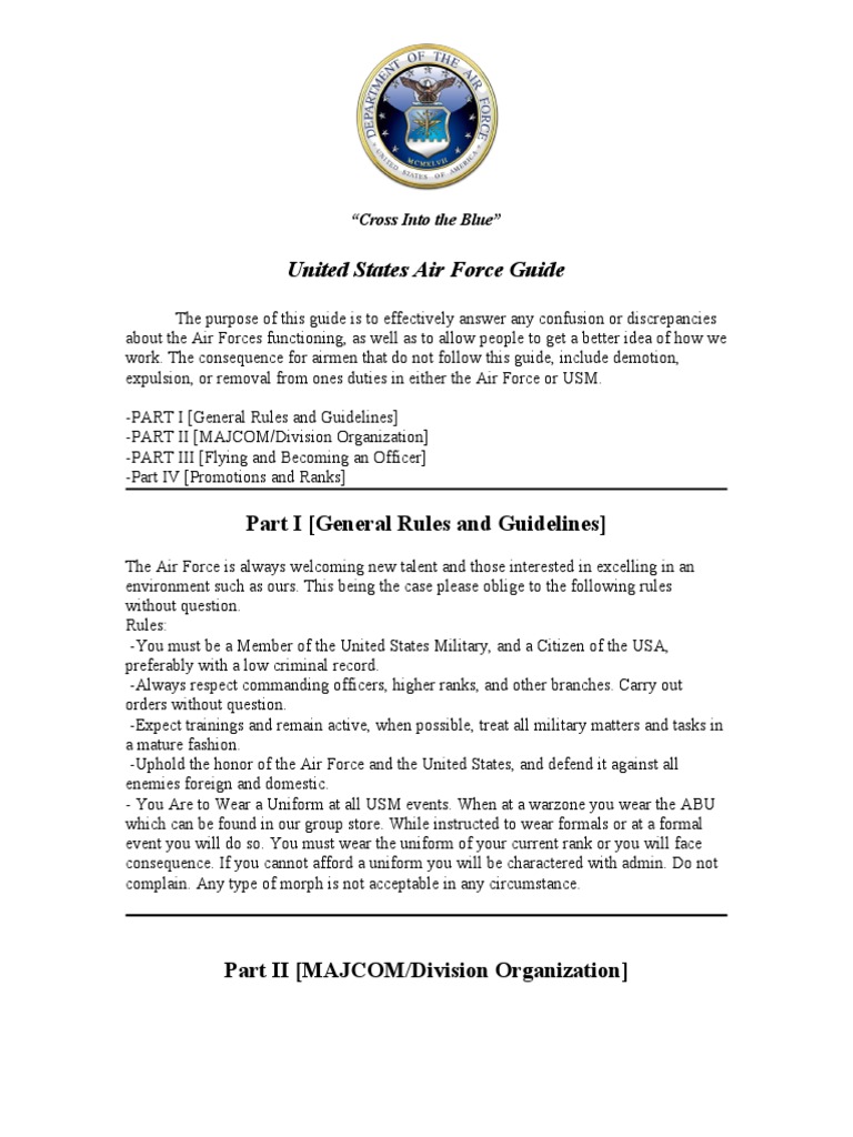 United States Air Force Guide: Part I (General Rules and Guidelines ...