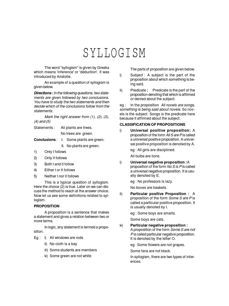 Syllogism | PDF | Proposition | Inference