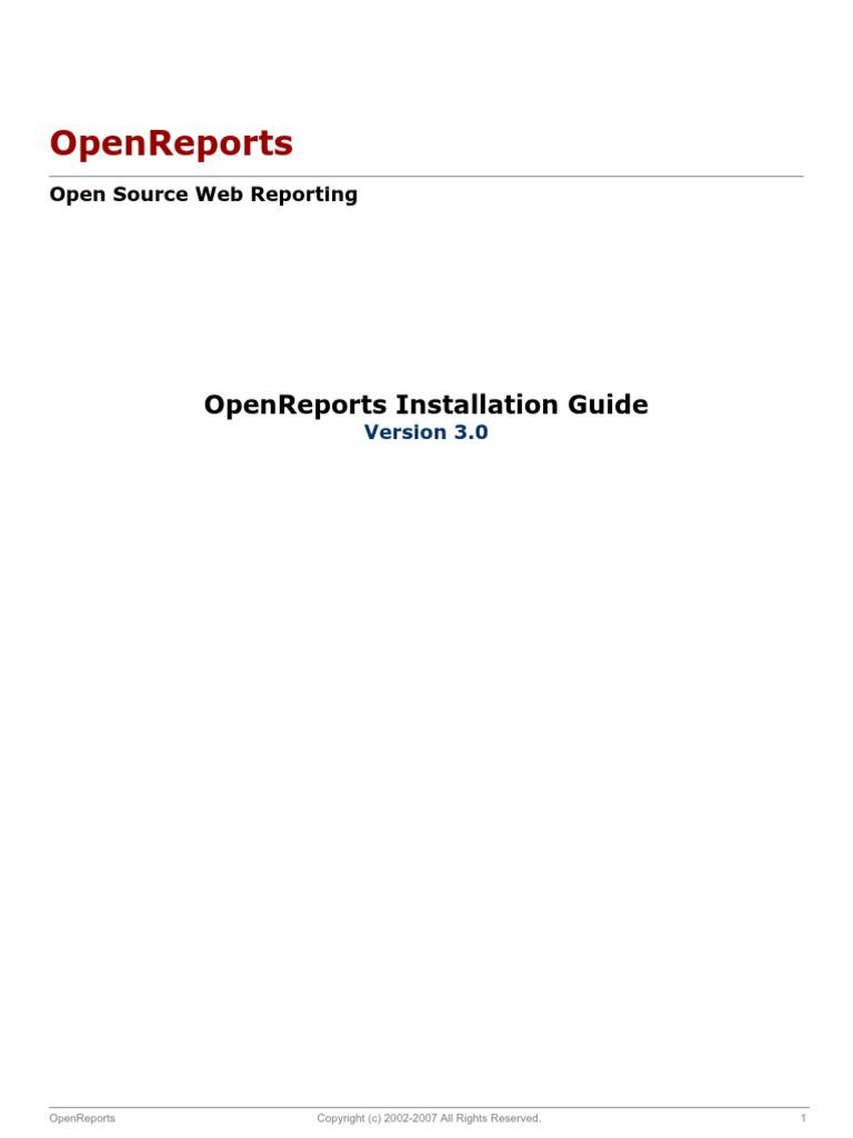 OpenReports 3.0 Install Guide | PDF | Databases | Web Application