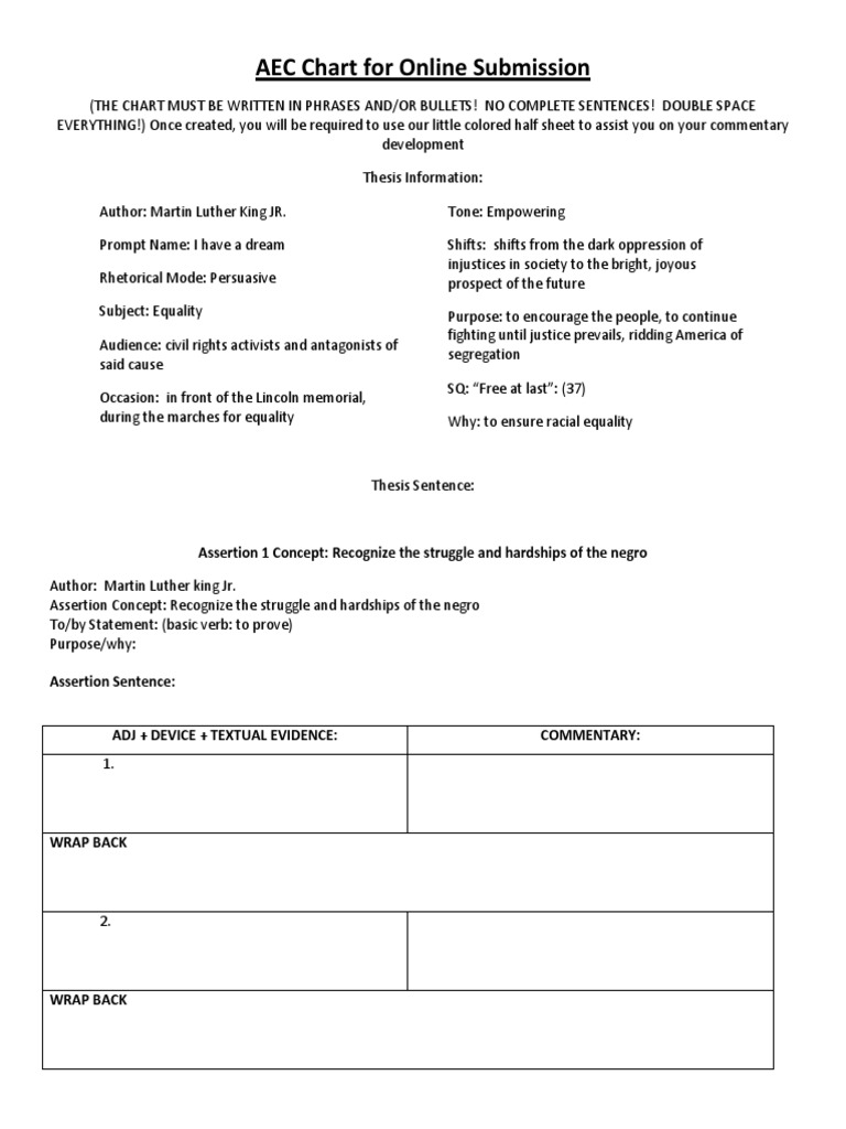 AEC Chart for MLK's "I Have a Dream" | PDF | Politics | History