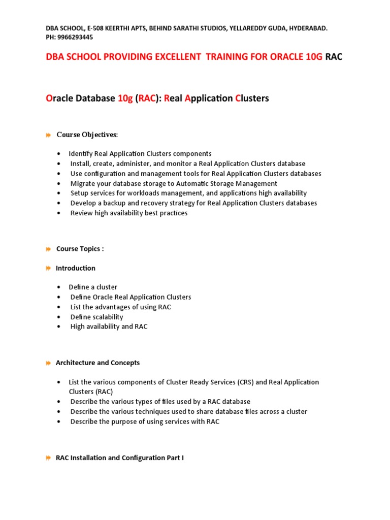 RAC DBA Training at Hyderabad | PDF | Information Age | Oracle Database RAC DBA Training at Hyderabad | PDF | Information Age | Oracle Database