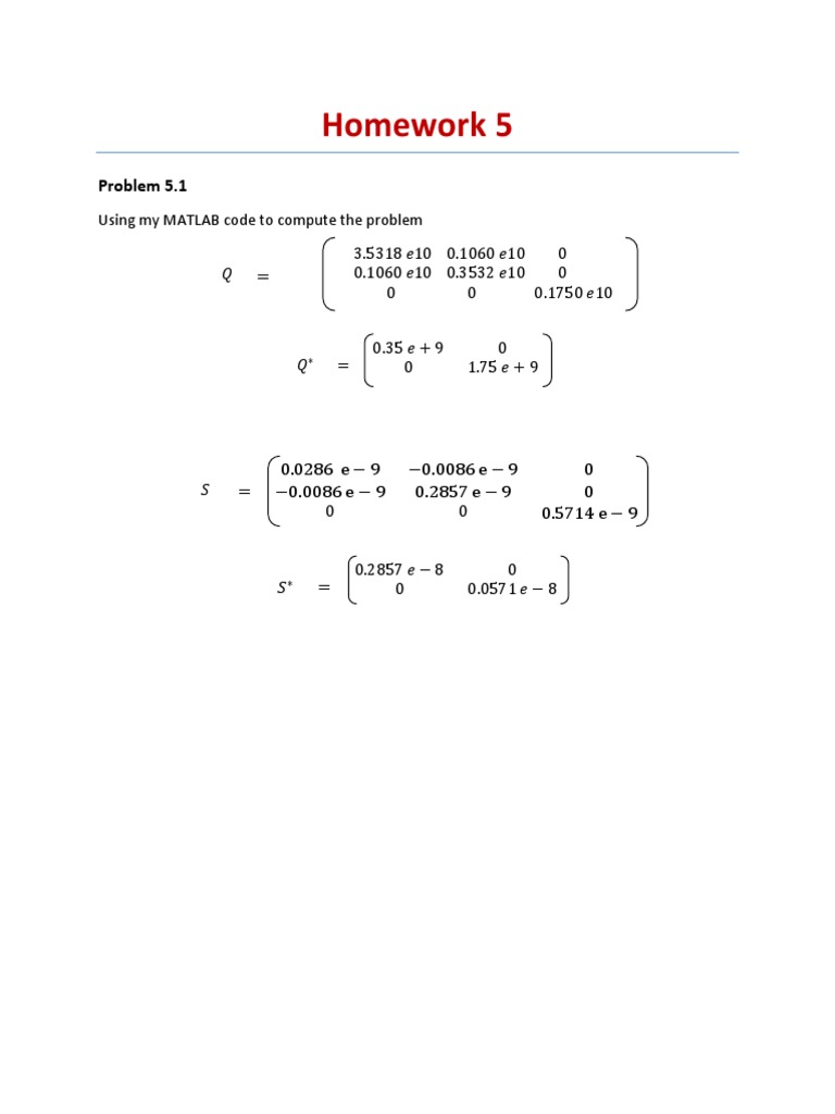 MATLAB Homework Solutions | PDF