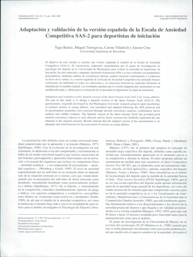 Adaptación CSAI 2 | PDF | Validez (Estadísticas) | Calidad de vida