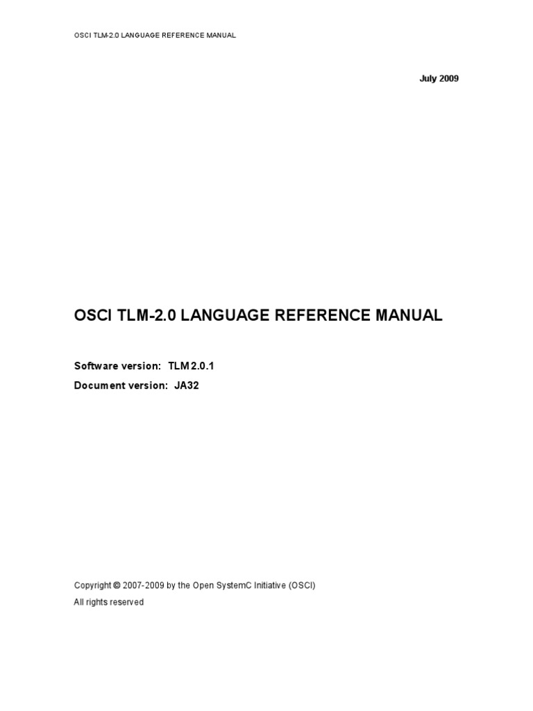 Osci Tlm-2.0 Language Reference Manual | PDF | Thread (Computing ...
