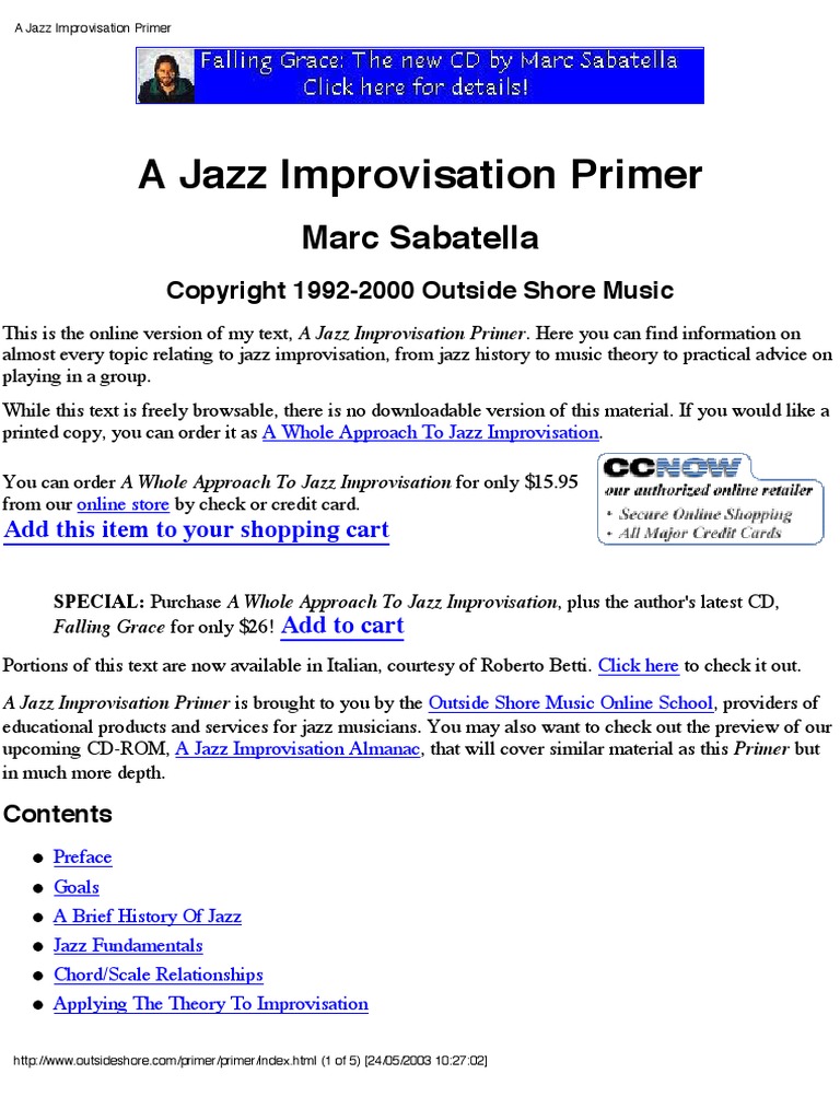 A Jazz Improvisation Primer | PDF | Jazz | Mode (Music)