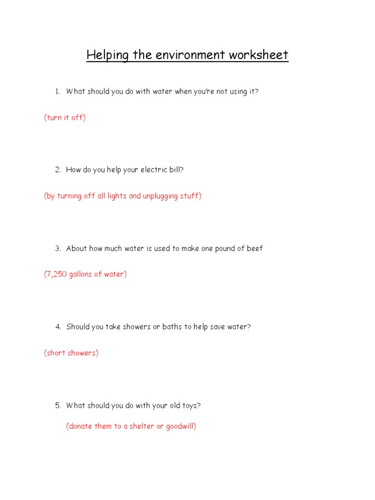 Eco-Friendly Practices Worksheet | PDF