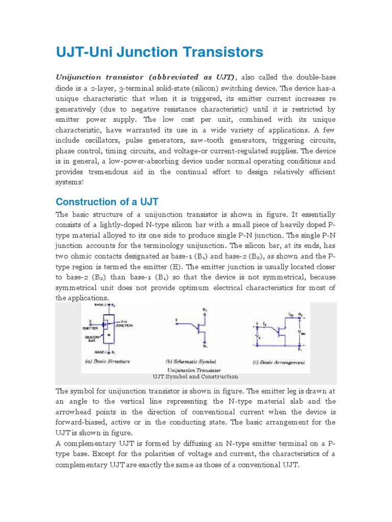 Understanding Unijunction Transistors | PDF | P–N Junction | Electrical ...