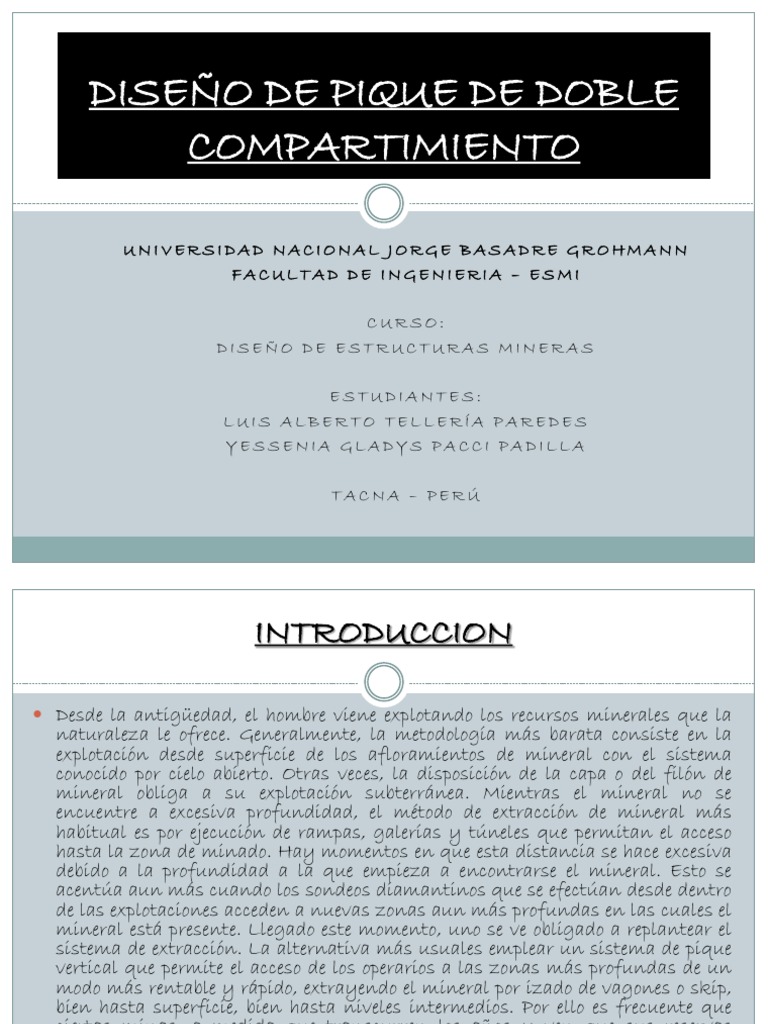 Diseño de Pique de Doble Compartimiento | PDF | Minería | Minerales