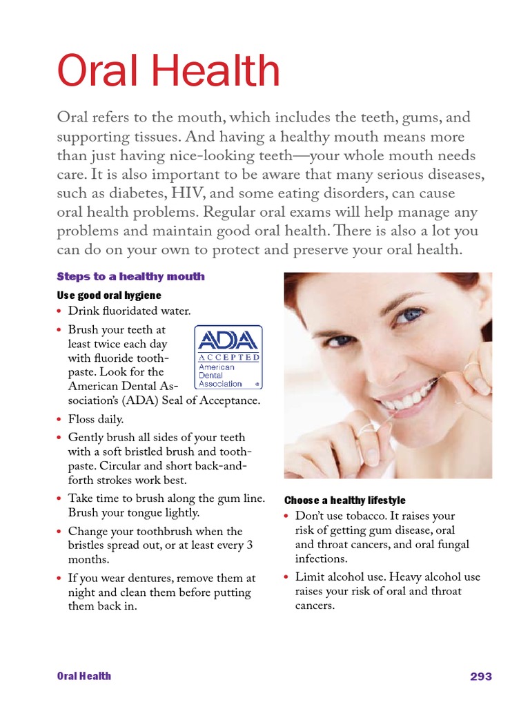 Oral Health: Steps To A Healthy Mouth | PDF | Human Tooth | Dentistry