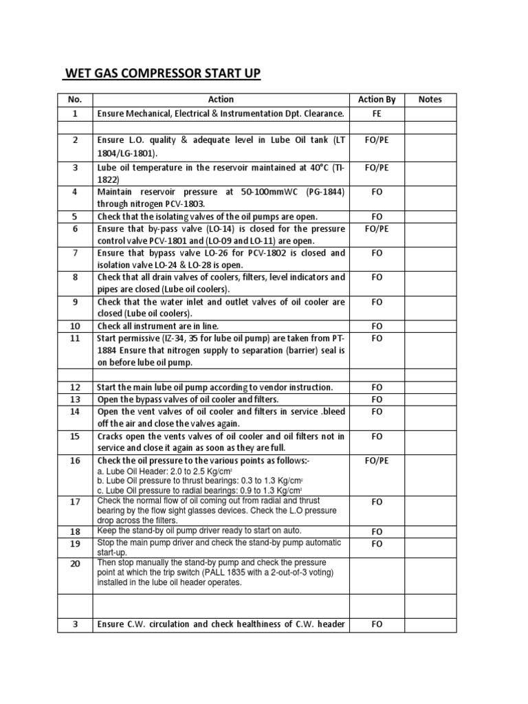 WET GAS COMpressor Start Up | PDF