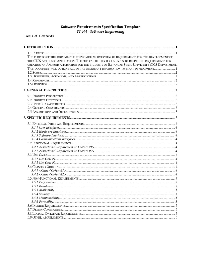 Software Requirements Specification Template | PDF | Specification ...