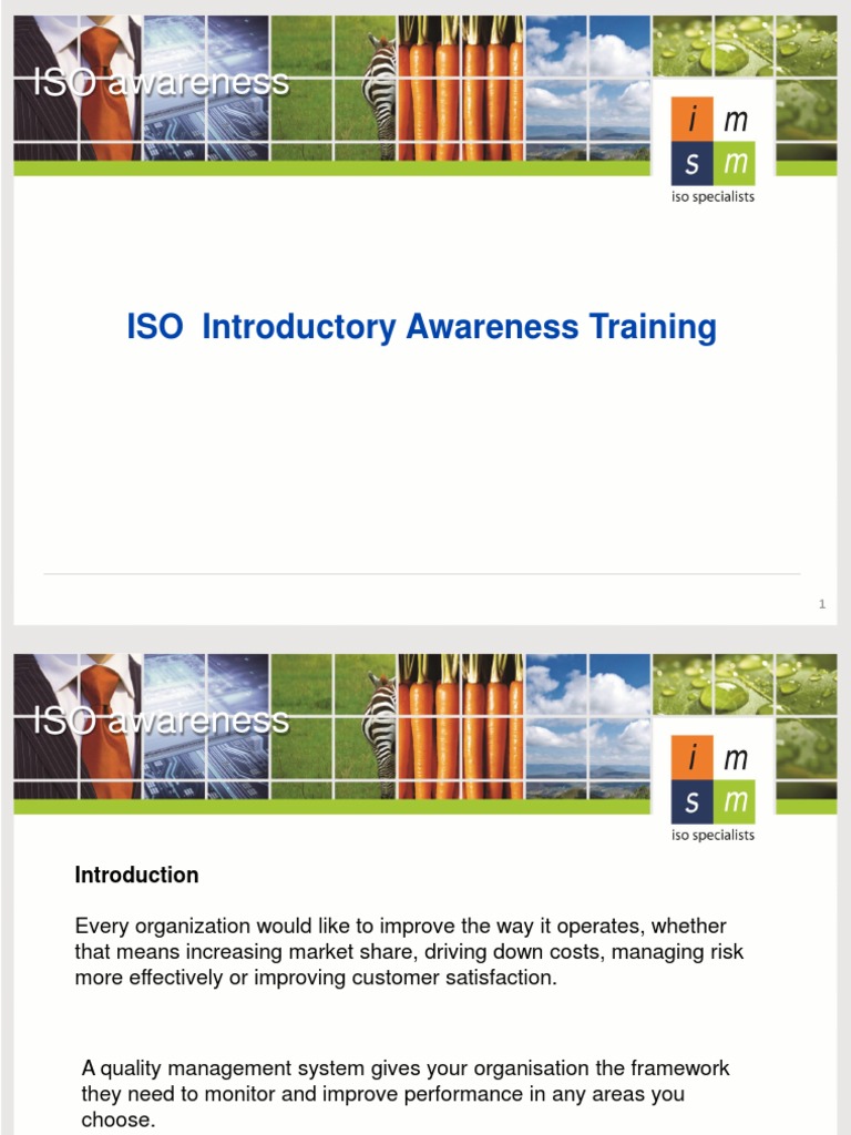 ISO Introductory Awareness Training | PDF | Iso 9000 | Audit