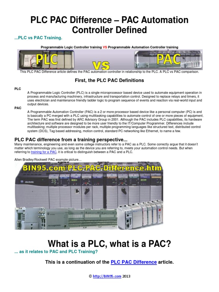PLC Vs PAC Explained and Definition | PDF | Programmable Logic ...