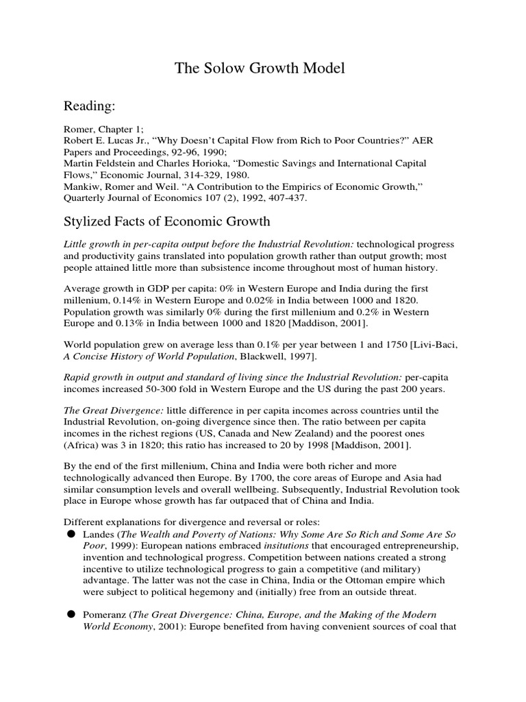 The Solow Growth Model Explained | PDF | Economic Growth | Macroeconomics