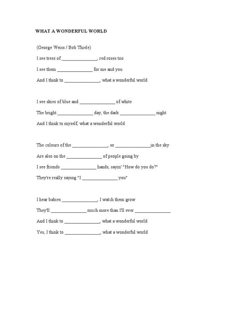What A Wonderful World, Worksheet | PDF