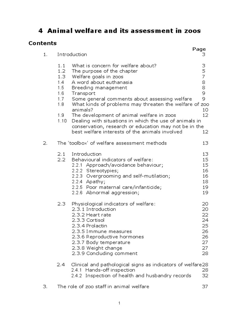 Zoo Animal Welfare Assessment Guide | PDF | Animal Welfare | Stress ...