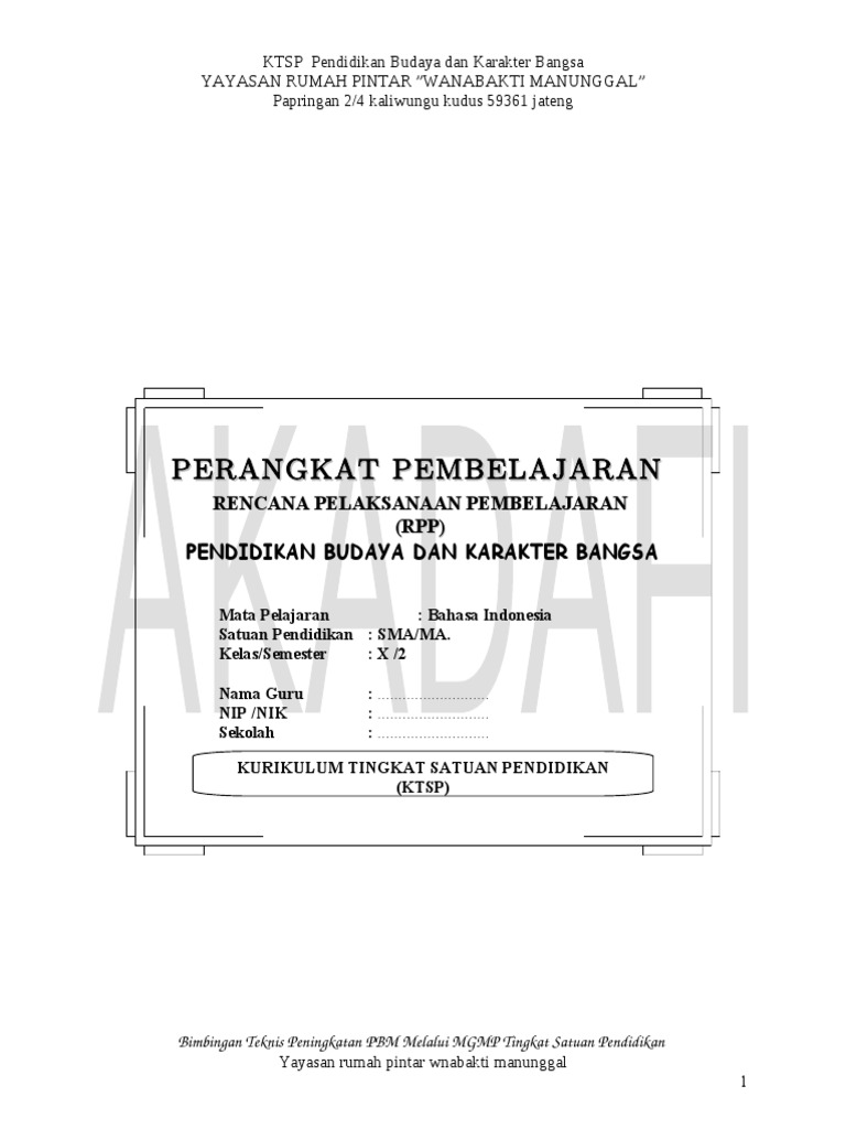 RPP Bahasa Indonesia Kelas X Semester 2 | PDF | Seni